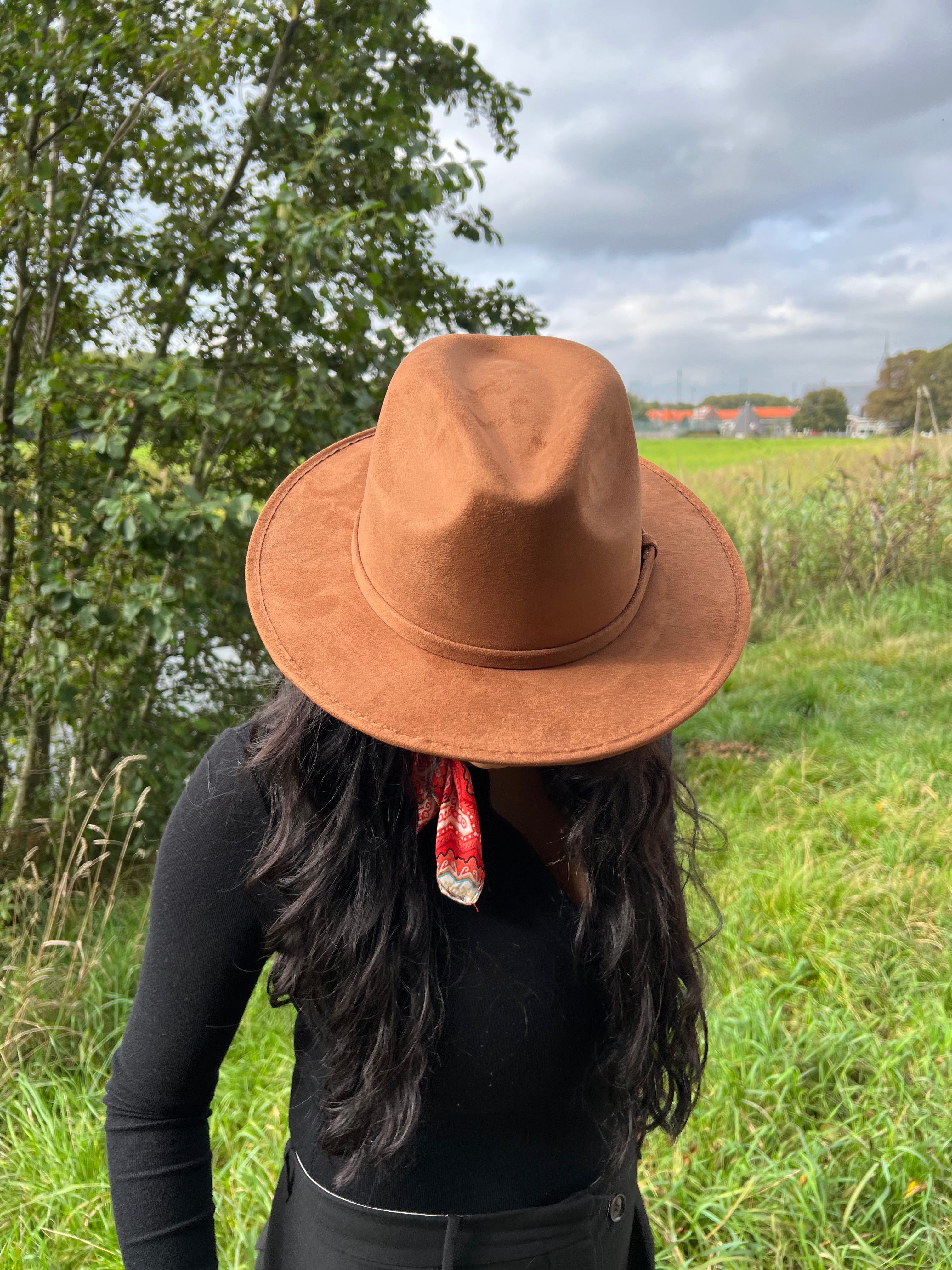 Tapalpa · Brown vegan suede waterproof fedora hat – Sandoval